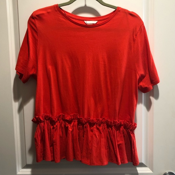 H&M | Tops | Hm Top Super Cute Cherry Orange Fire Red | Poshmark